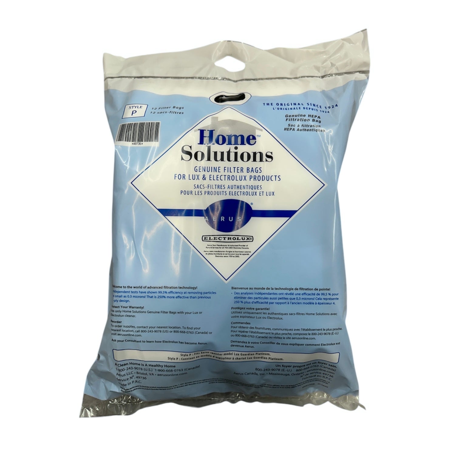 Aerus Electrolux Genuine Home Solutions Style P 12 Bags *exclusively ...
